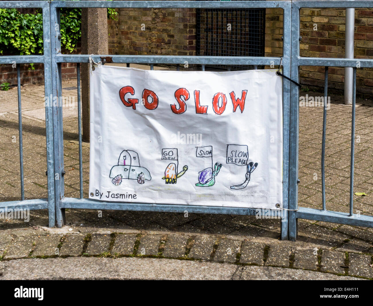 GO slow campaign- hand painted child's poster appealing to motorists to ...