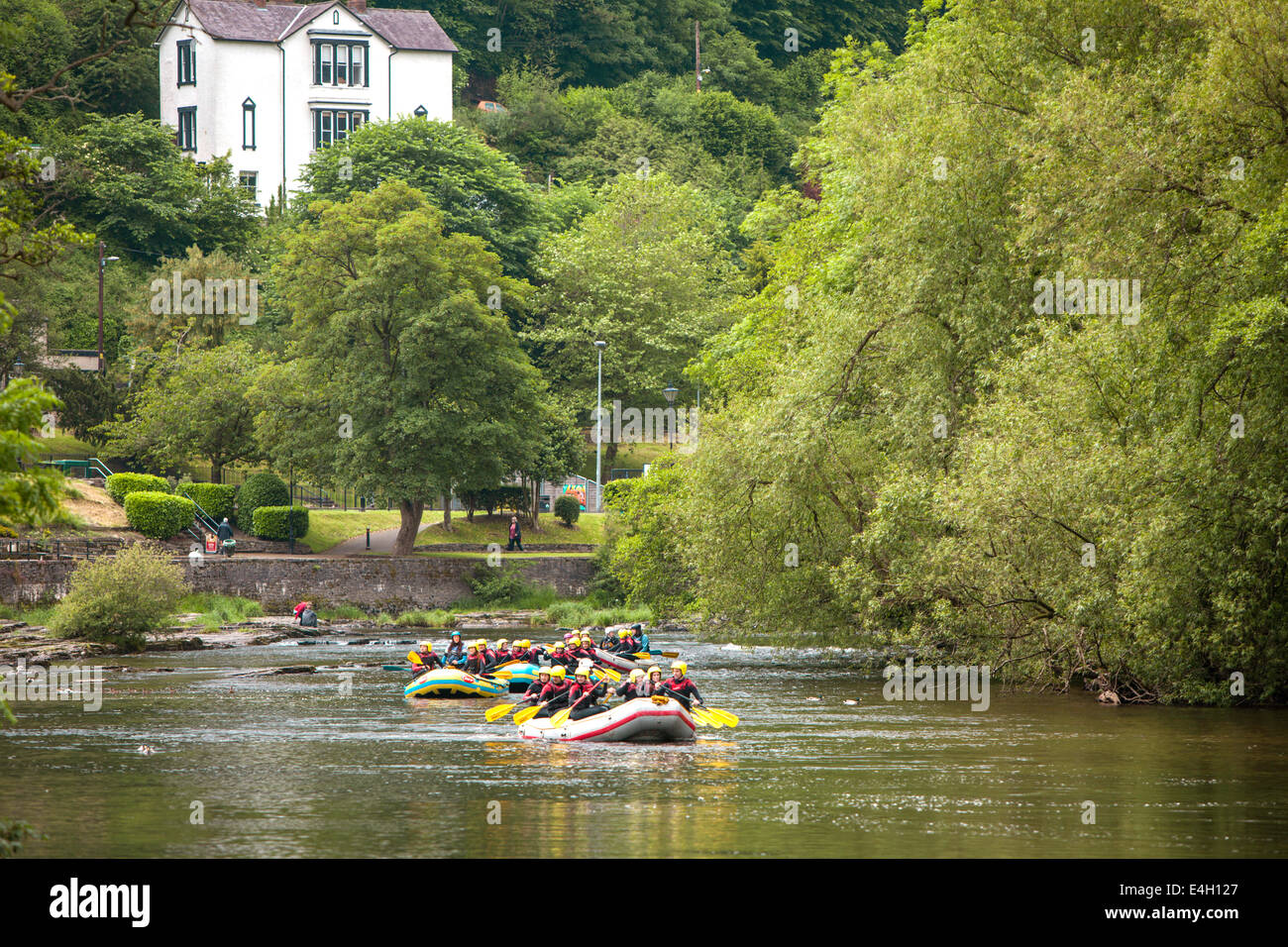 Water rafting on the River Dee, Llangollen, North Wales, UK Stock Photo ...