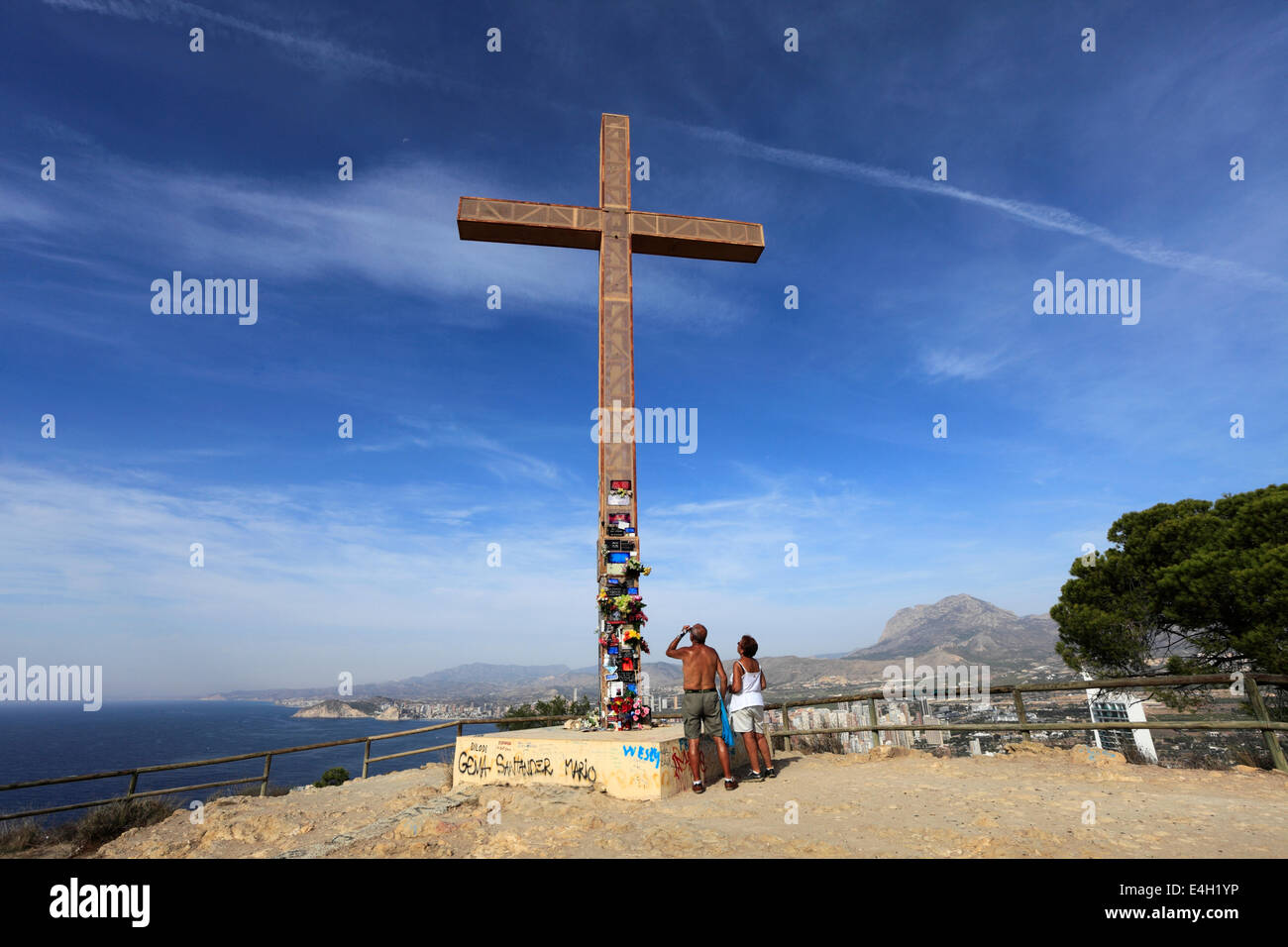 The Memorial Cross, Playa De Levante, resort of Benidorm, Costa Blanca ...
