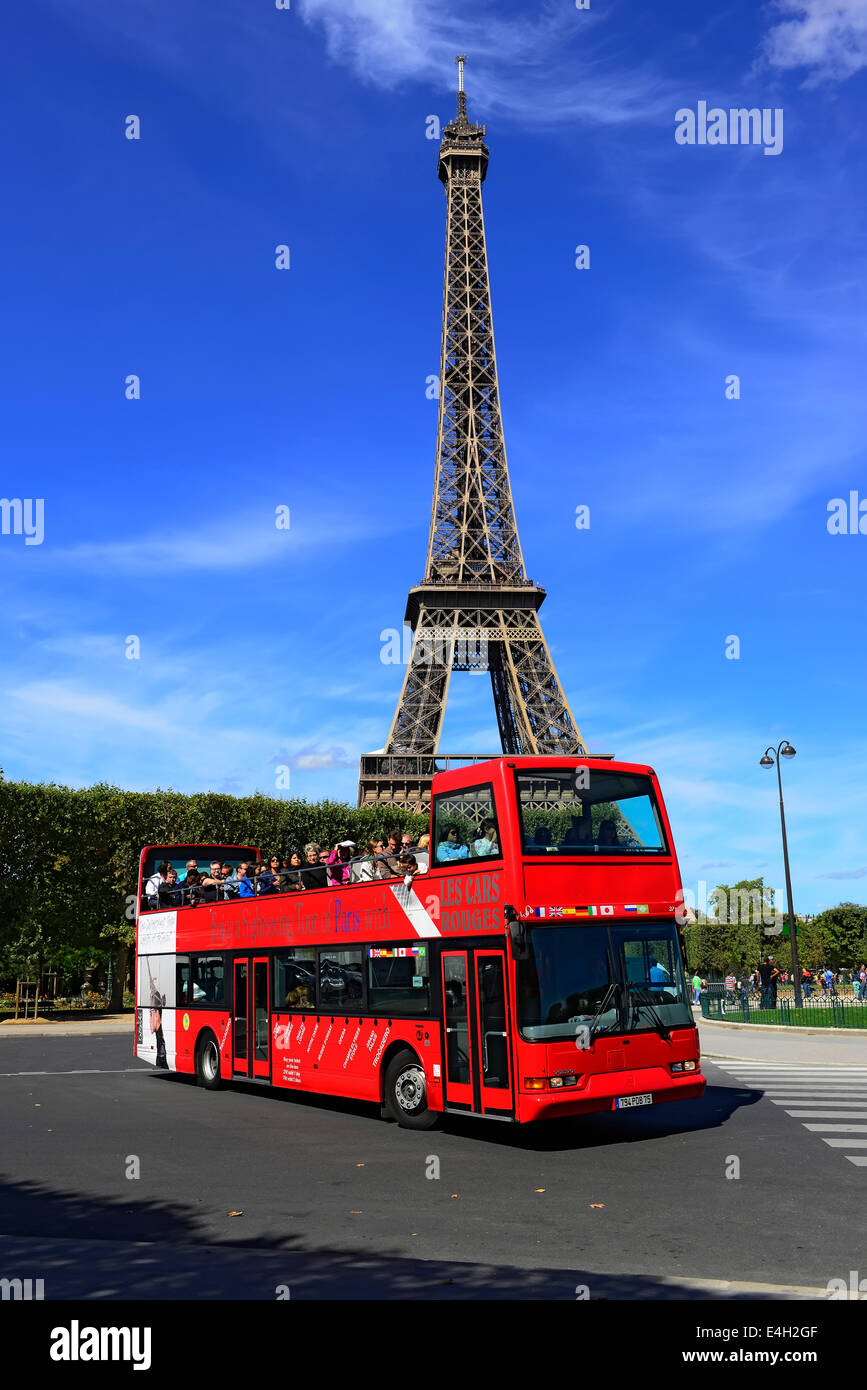 Tour Bus at Eiffel Tower Paris France Europe FR City of Lights Gustav ...