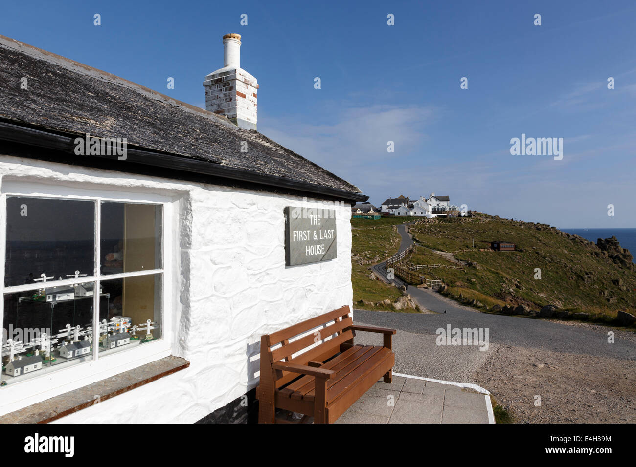 lands end first and last house in england cornwall uk Stock Photo - Alamy
