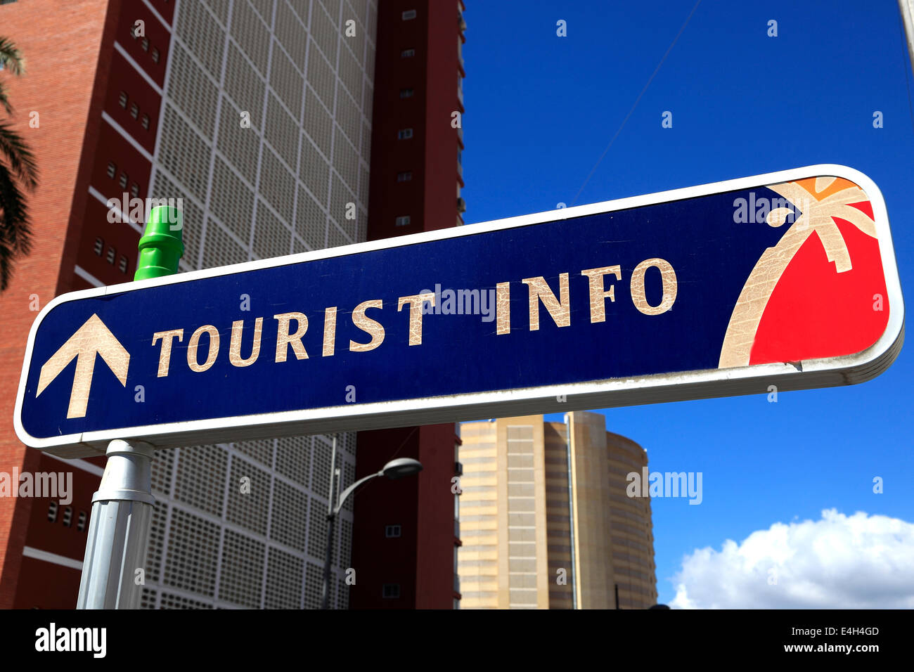 Tourist Information sign, Benidorm resort, Costa Blanca, Valencia ...