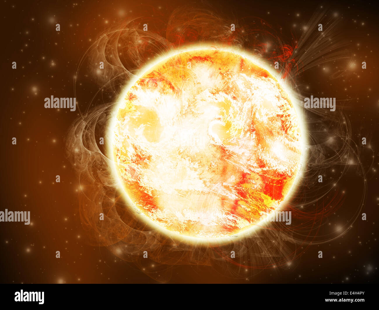 Sun illustration in deep space Stock Photo - Alamy