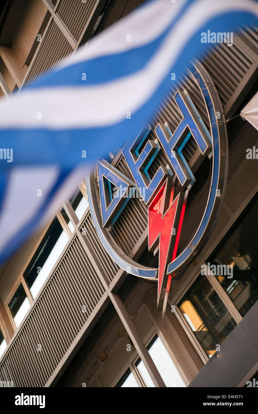 Protest of Greek employee of Greek Electricity Company. Employees of ...