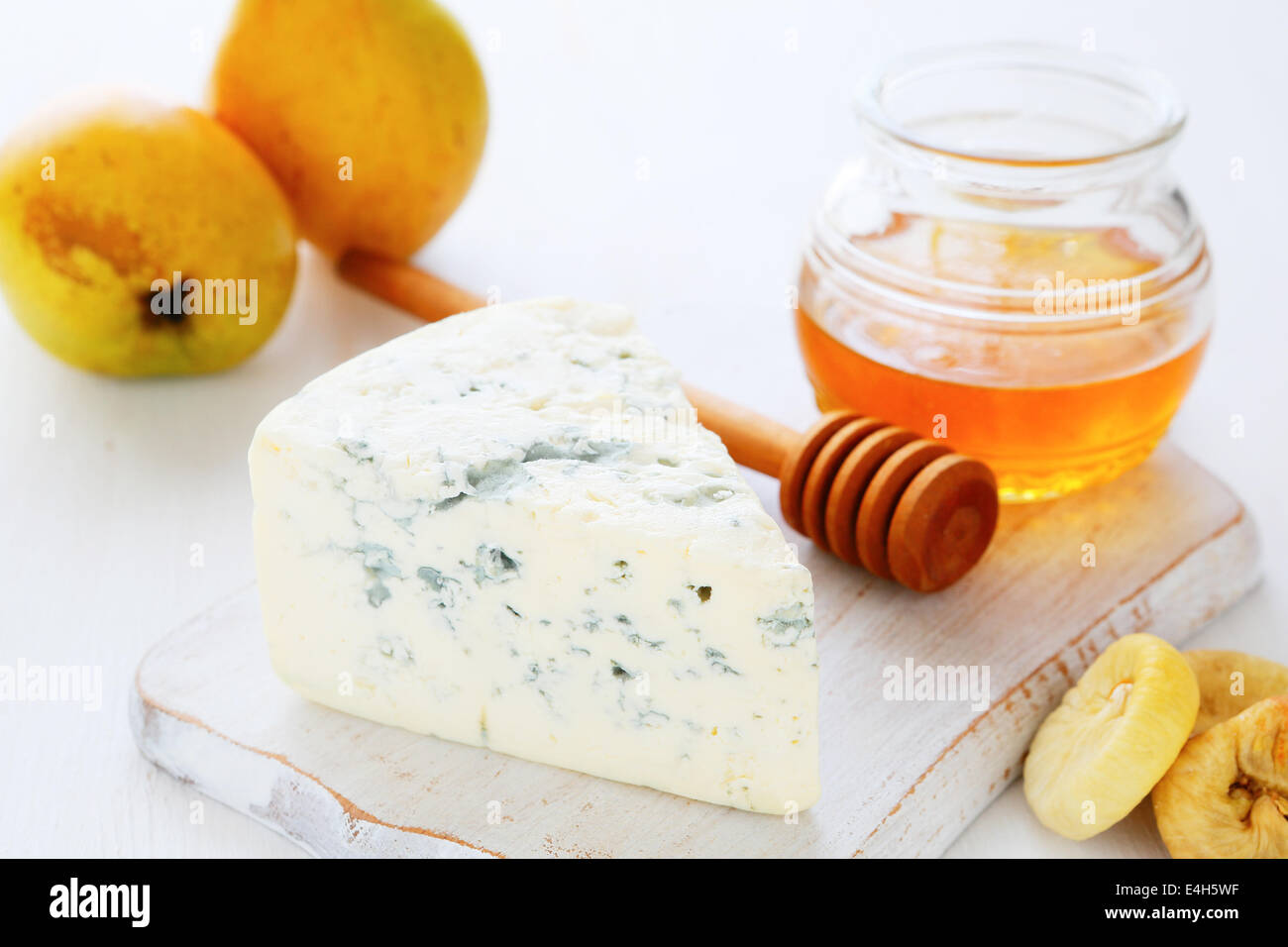 cheese with fruit and maple syrup, food closeup Stock Photo - Alamy