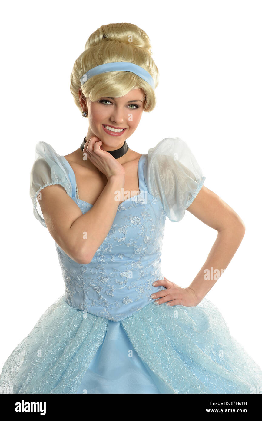 Portrait of beautiful young woman dressed in princess costume isolated ...