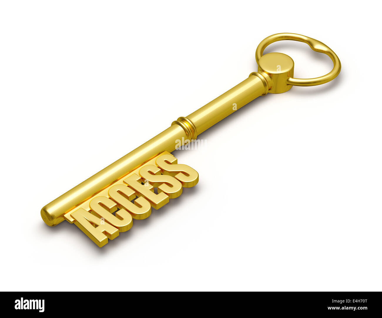 Access concept - golden access key made of gold isolated on white ...