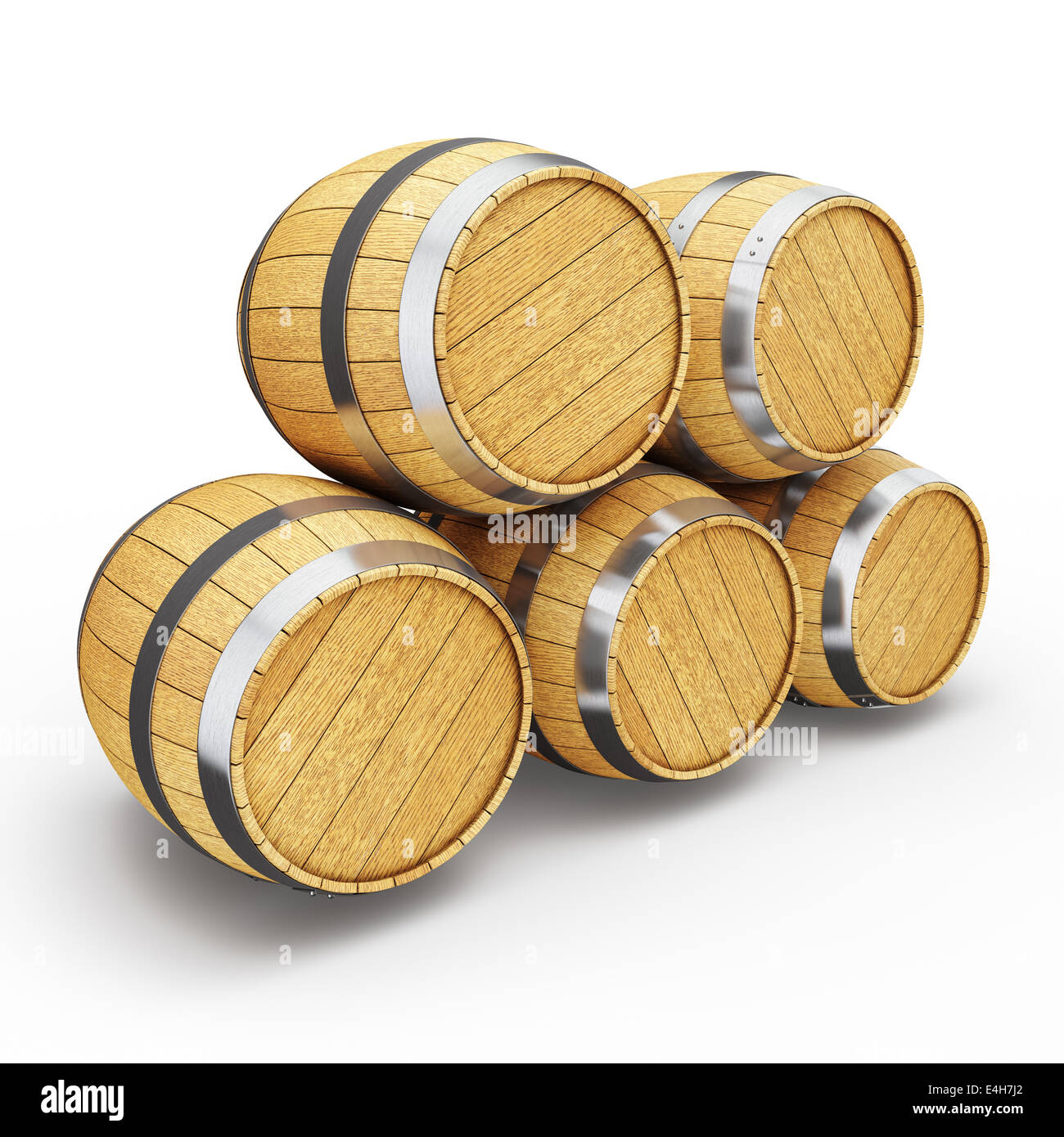Wooden oak brandy wine beer barrels isolated on white background Stock ...