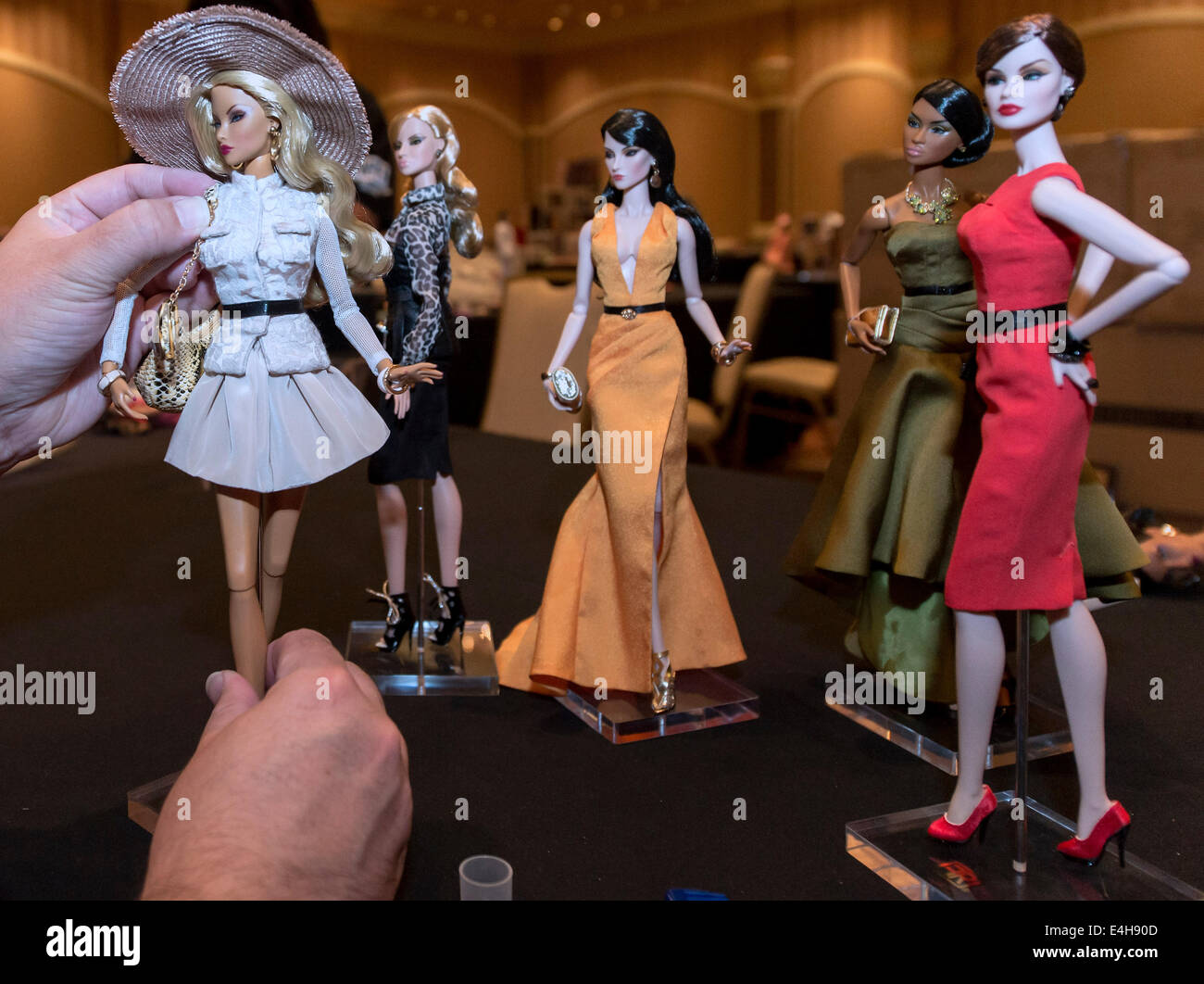 Las Vegas, Nevada, USA. 11th July, 2014. A doll is dressed prior to the ...