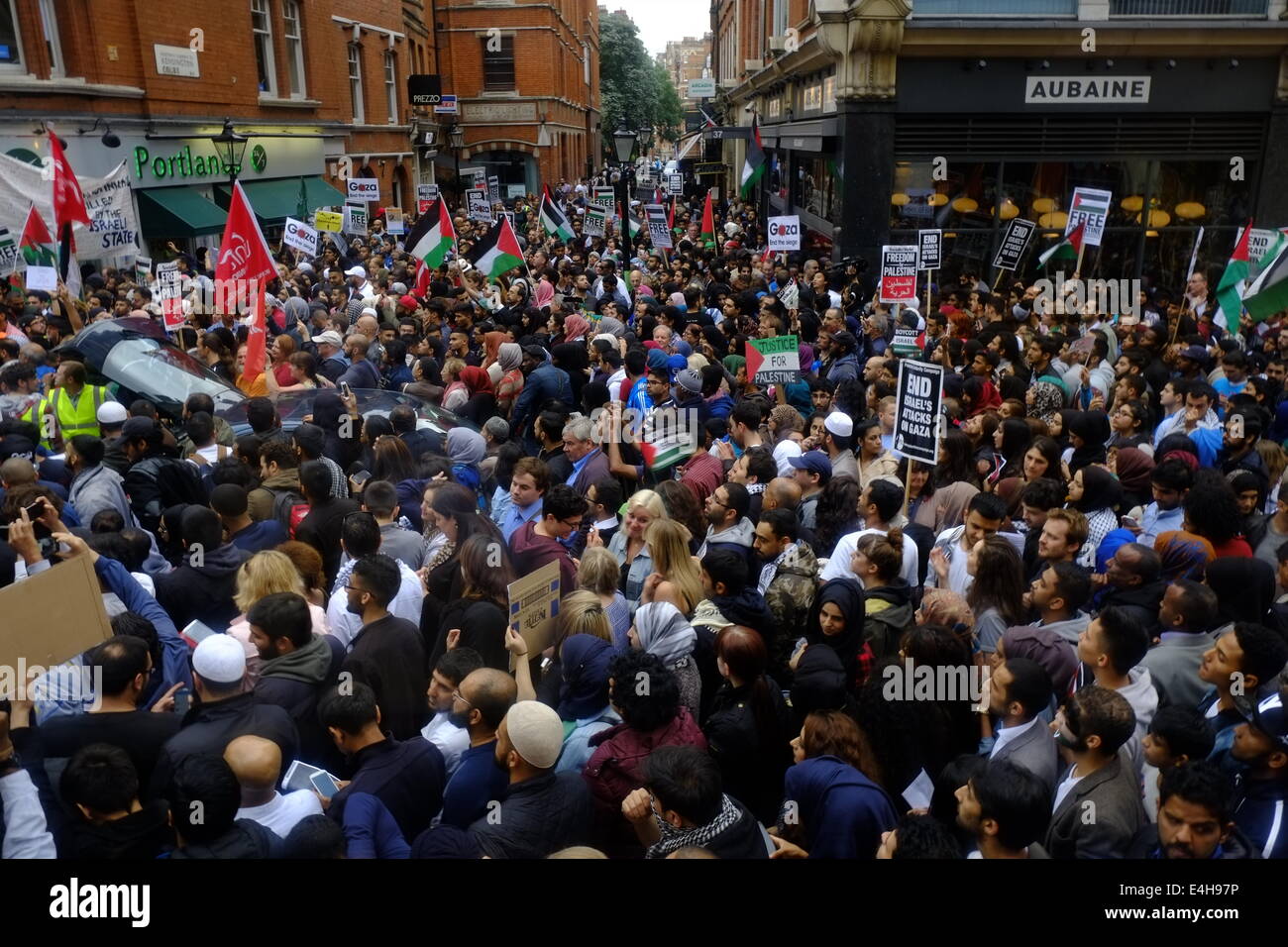 London, UK. 11th July, 2014. Views of the large crowd protesting Credit ...