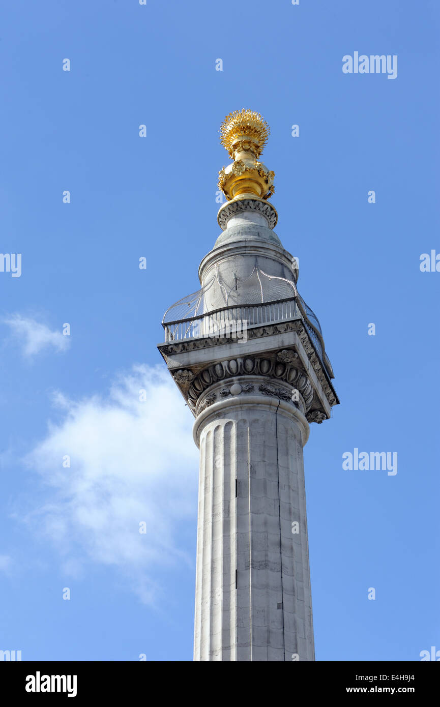 The top of the Monument or the Monument to the Great Fire of London ...