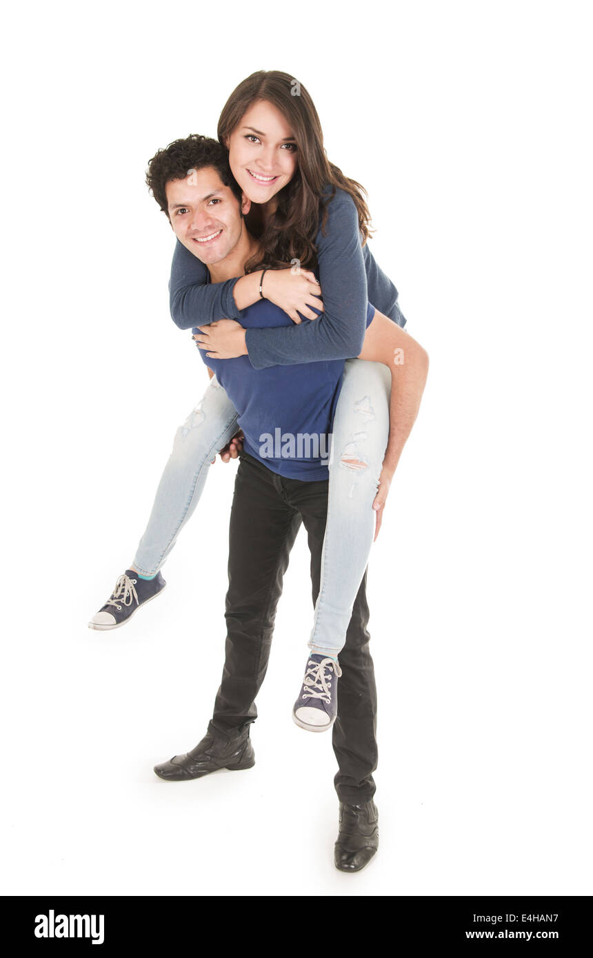 Cute couple hugging boy carrying Cut Out Stock Images & Pictures - Alamy
