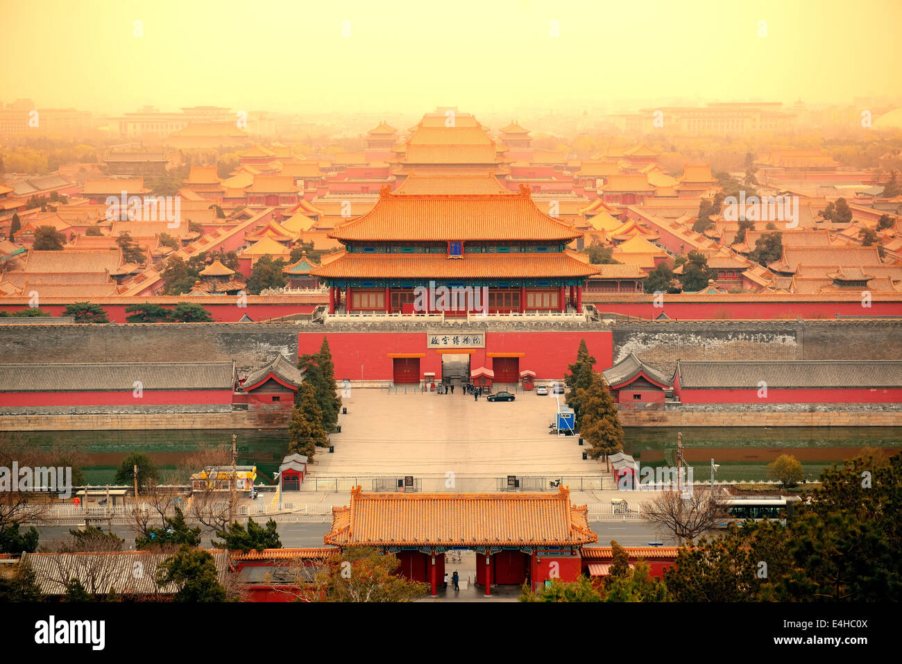 Aerial view of Imperial Palace in Beijing in red tone, China Stock ...