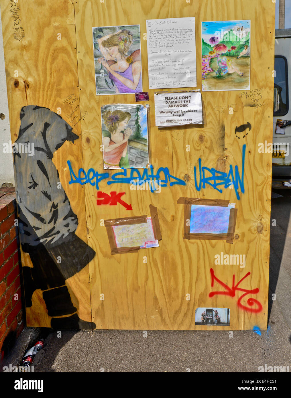 Cheltenham, Gloucs, UK. 11th July, 2014. Graffiti appearing on the ...