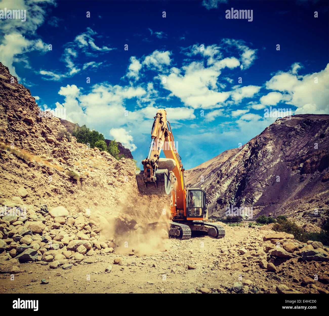 Vintage retro effect filtered hipster style travel image of Excavator ...