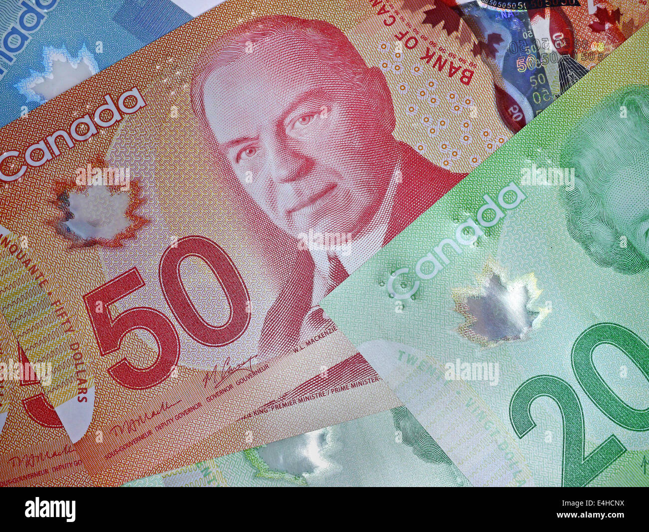 Canadian currency made of polymer instead of paper Stock Photo - Alamy
