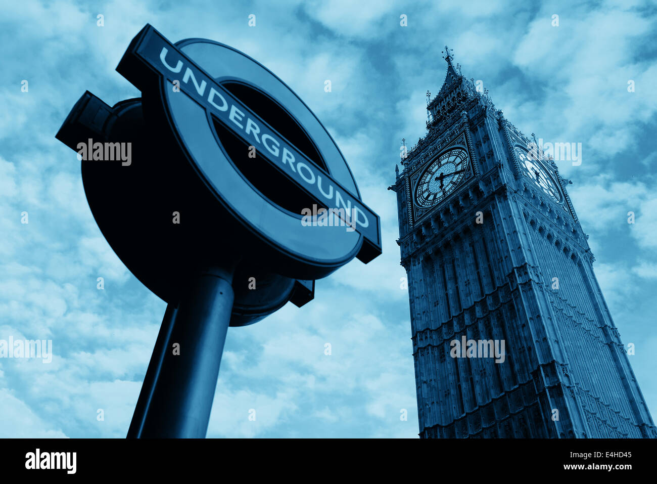 Underground sign with Big Ben in London Stock Photo - Alamy