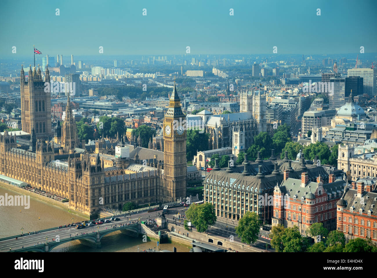 London Westminster rooftop view panorama with urban architectures Stock ...