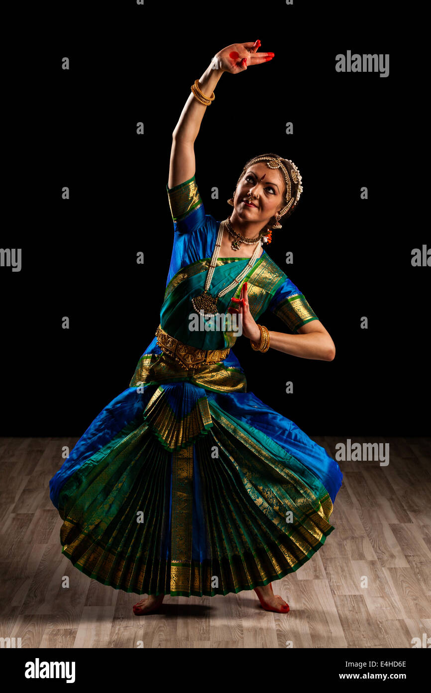 Young beautiful woman dancer exponent of Indian classical dance ...