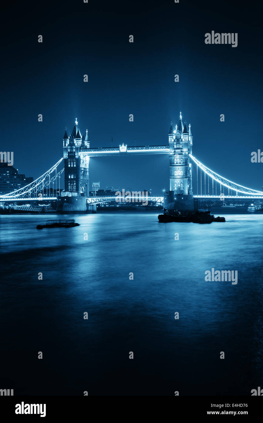 Tower Bridge in London in blue tone at night Stock Photo - Alamy