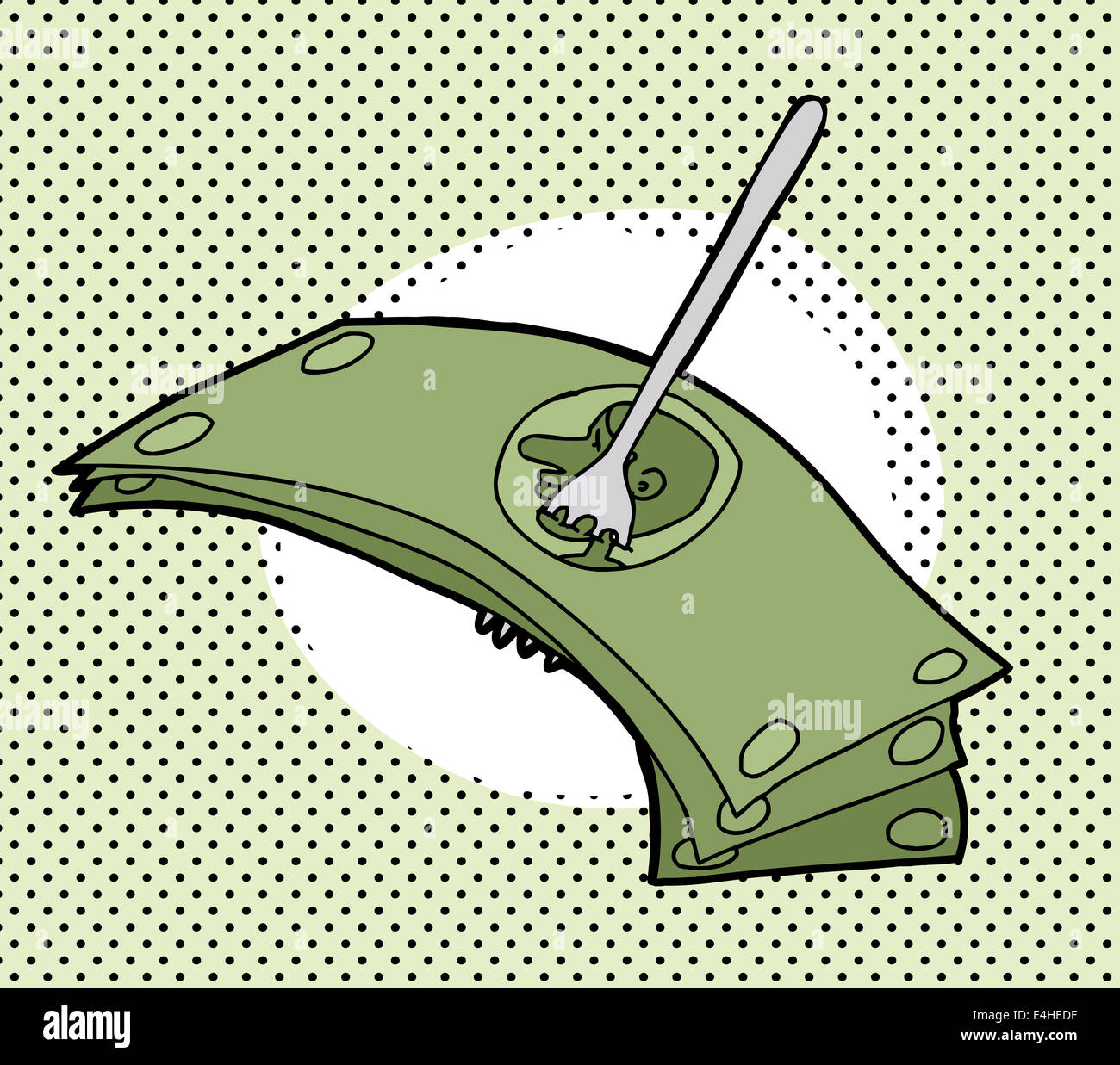 Symbolic cartoon of forking over the money Stock Photo - Alamy