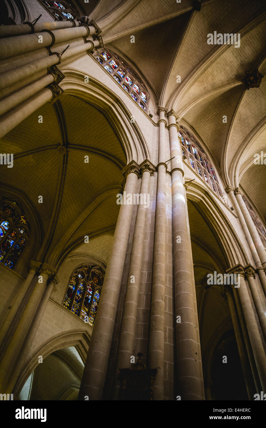 Cathedral interior, gothic style, spanish church Stock Photo - Alamy