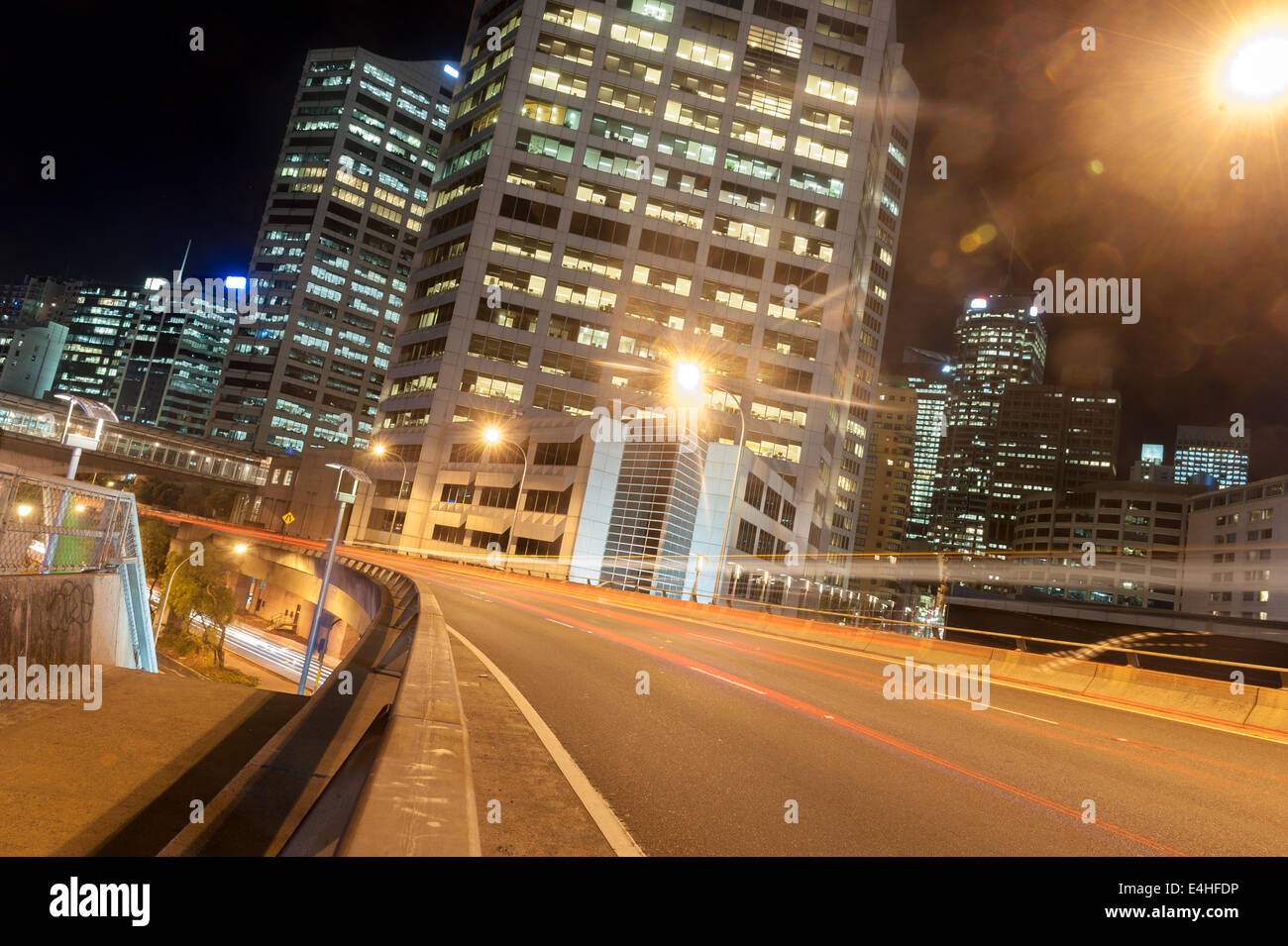 Night scene of light trail in Sydney Stock Photo - Alamy