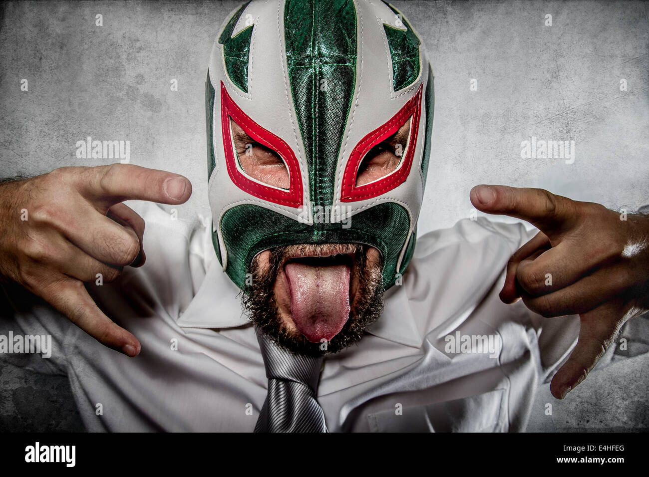 Rock and roll, aggressive executive suit and tie, Mexican wrestler mask ...
