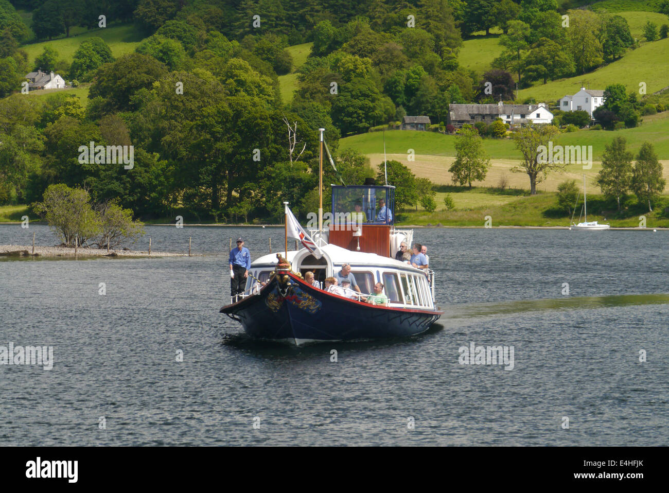 Gondola steamer on Coniston water, lake district, cumbria Stock Photo ...