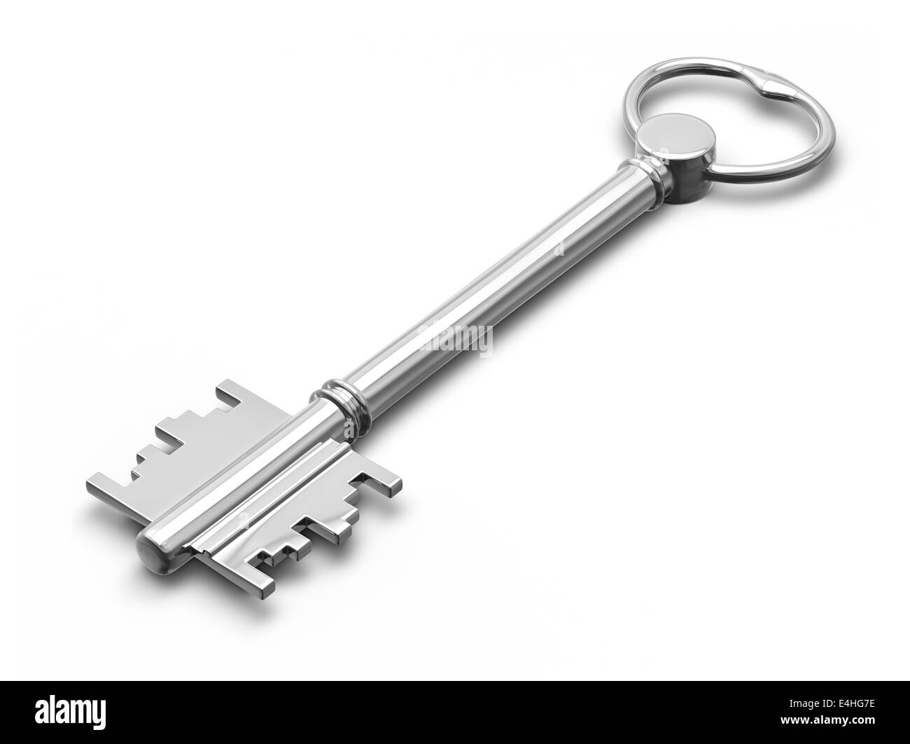 Metal key on white isolated Stock Photo - Alamy