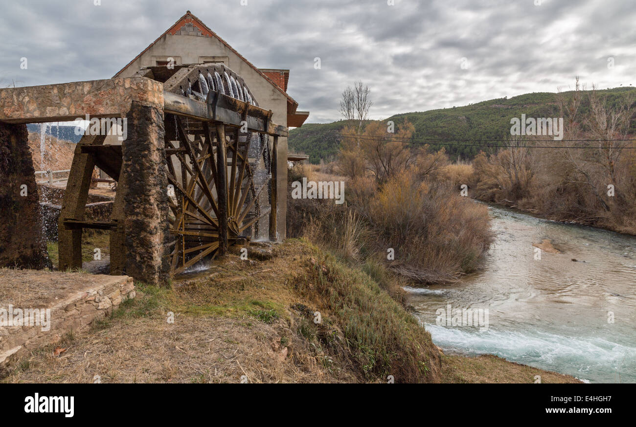 Traditional Wooden watermill Stock Photo - Alamy