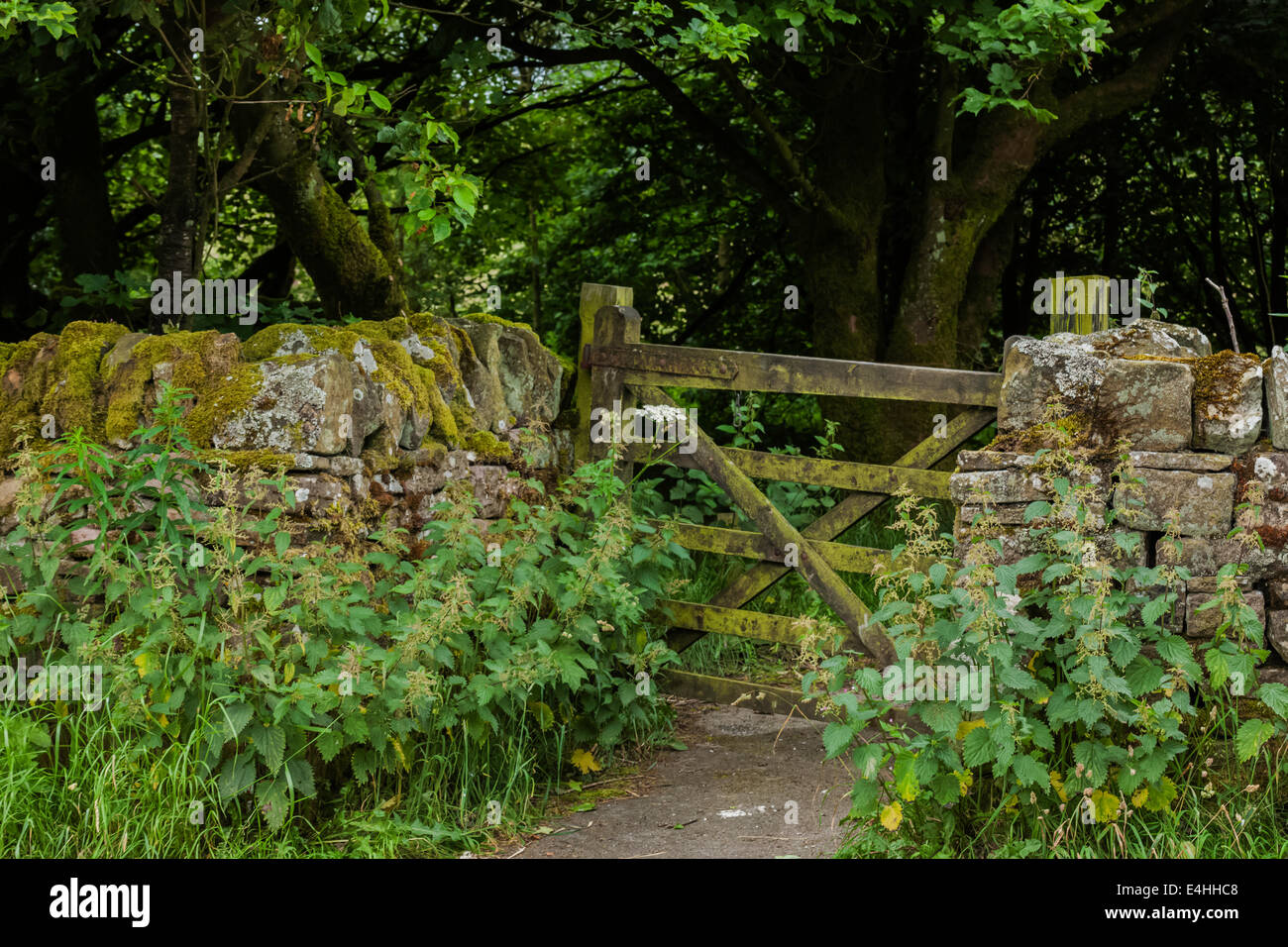 Pedestrian Gate and Dry Stone Wall Stock Photo - Alamy