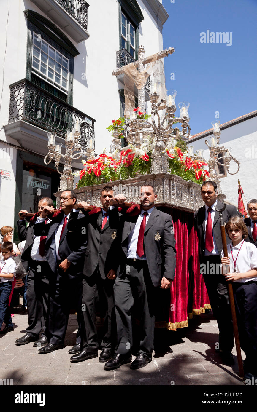 Procession with silver cross during the day of the cross Dia de la Cruz ...