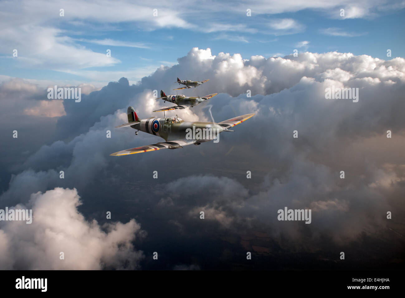 WWII fighter ace, Group Captain 'Sailor' Malan, leading a section of No ...