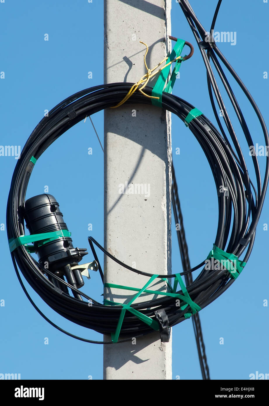 Electrical post with wires Stock Photo - Alamy