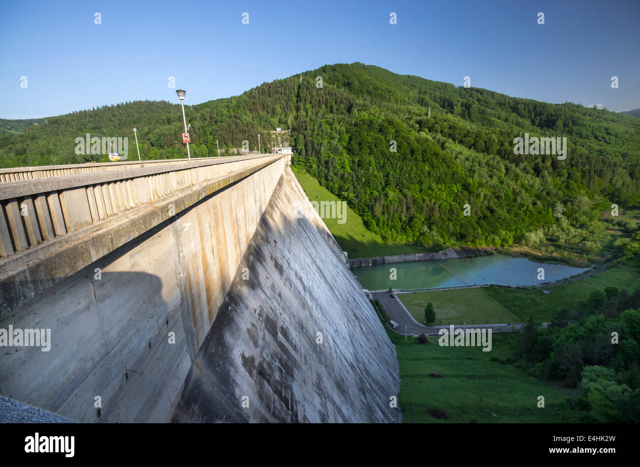 Energy dam in the mountains, Bicaz Dam in Romania Stock Photo - Alamy