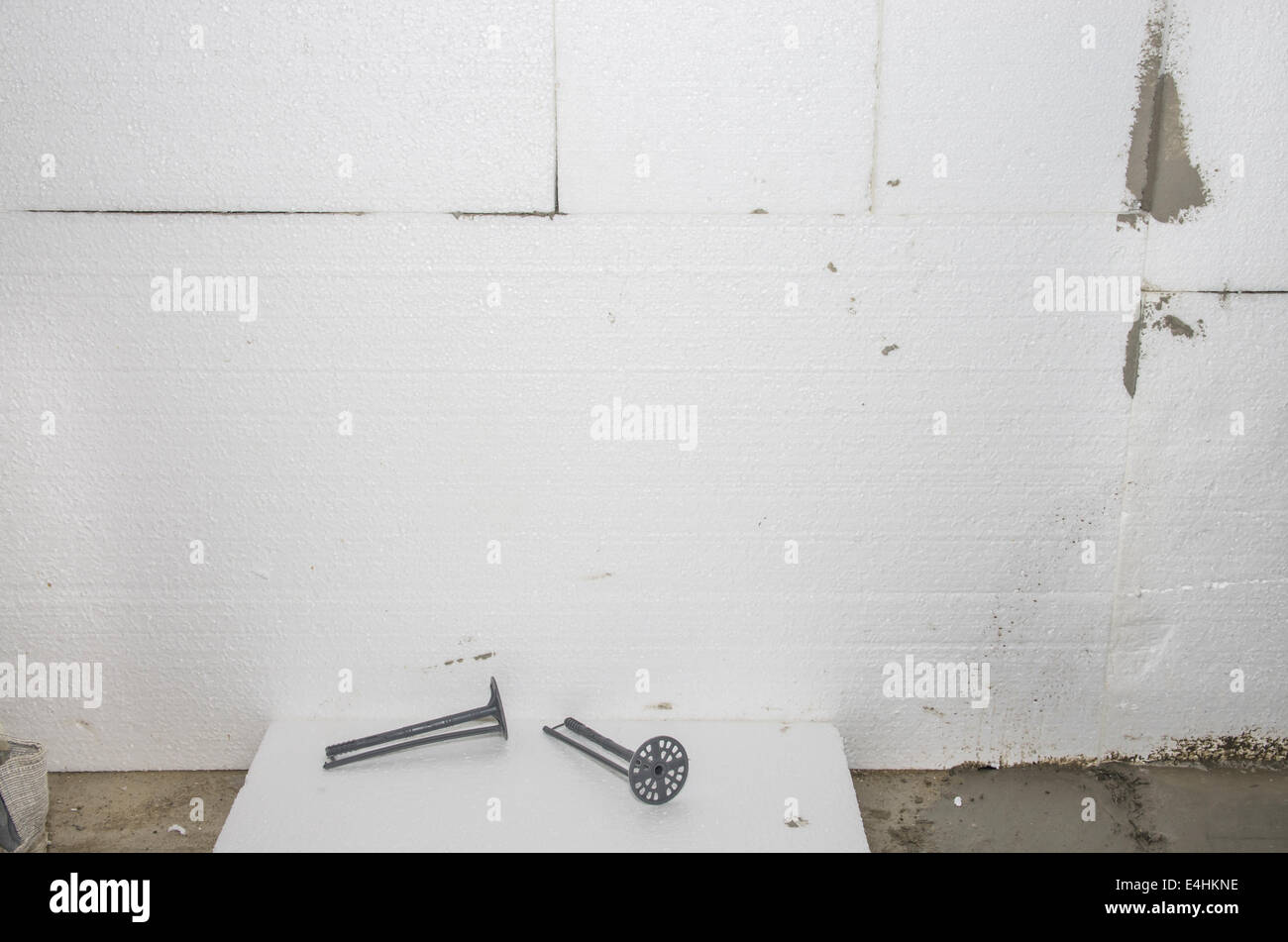 Styrofoam wall insulation project : expansion anchor and styrofoam ...