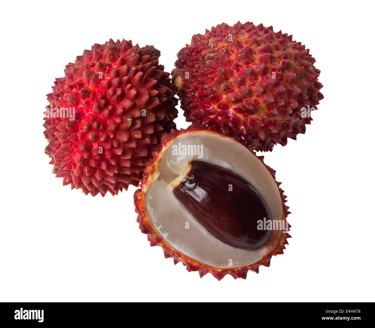 Whole and halved lychees isolated on white background Stock Photo - Alamy