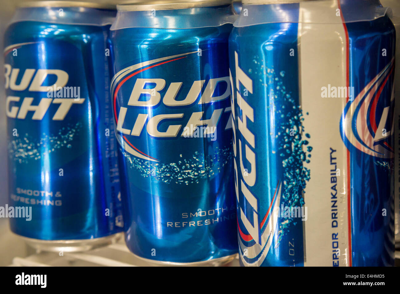 A display of Bud Light beer by the brewer Anheuser-Busch in a ...
