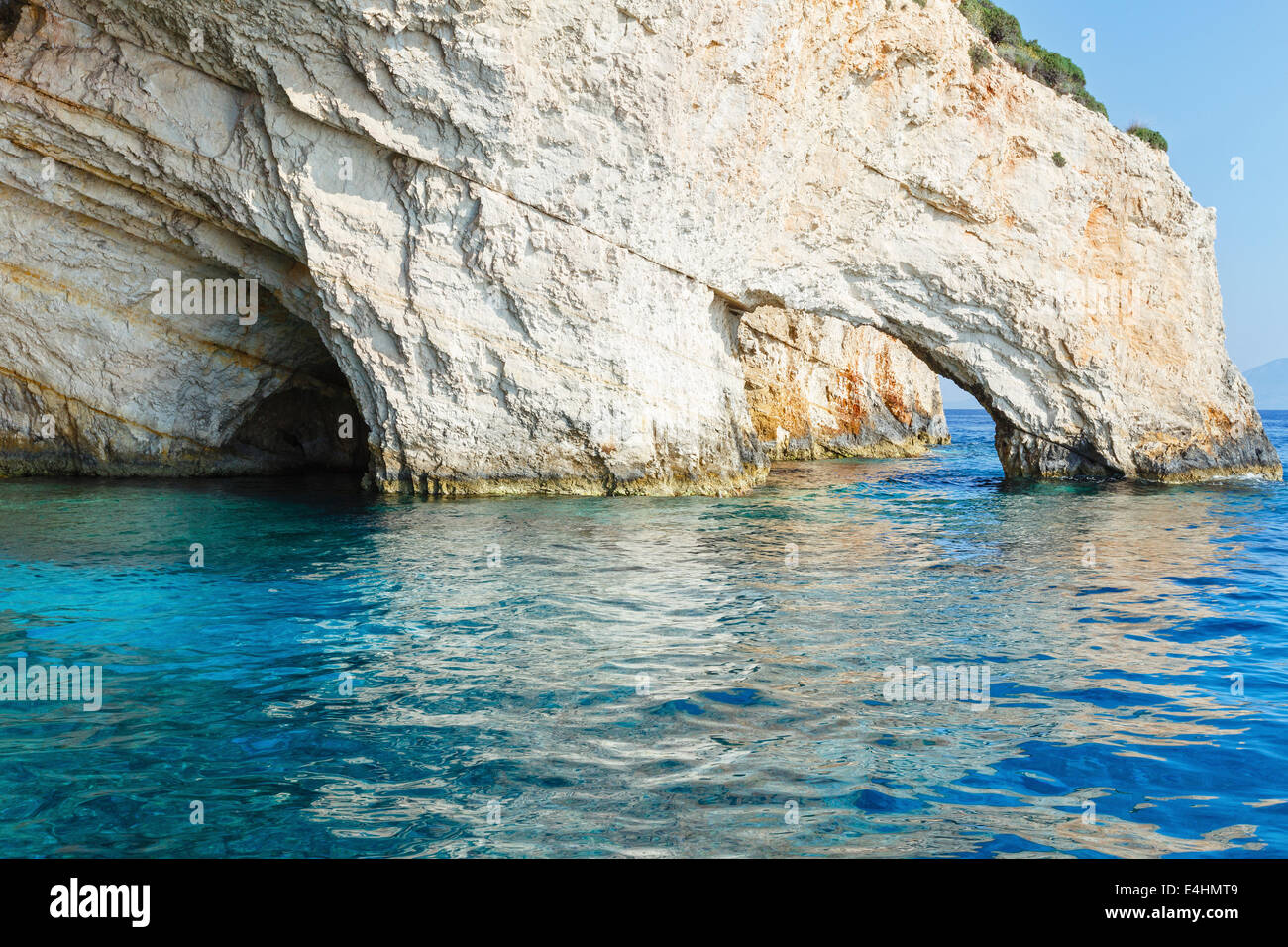View of Blue Caves from boat (Zakynthos, Greece, Cape Skinari Stock ...