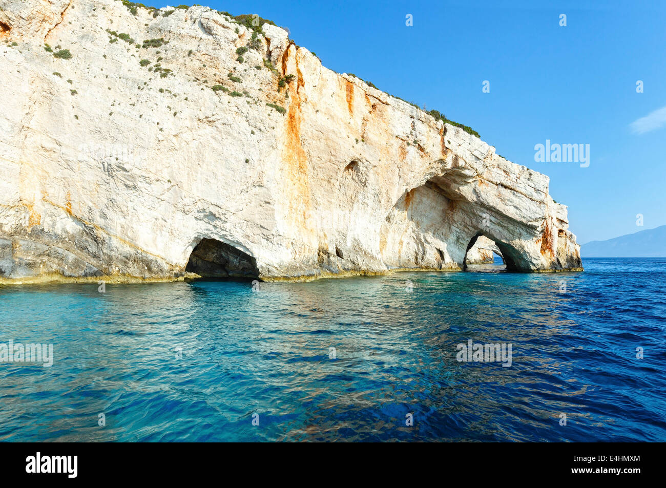 View of Blue Caves from boat (Zakynthos, Greece, Cape Skinari Stock ...