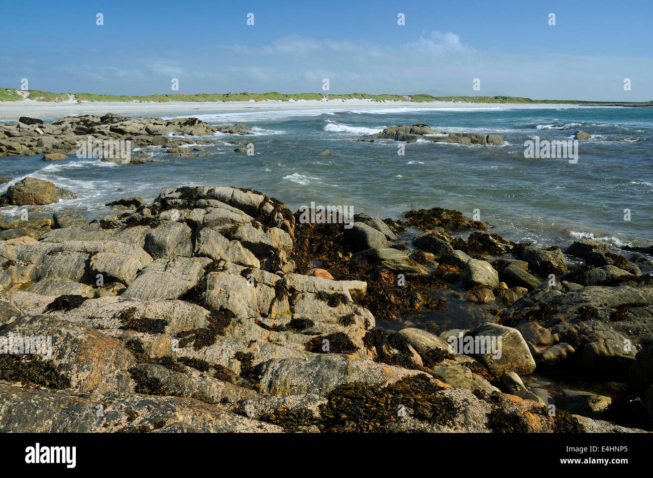 White Shell Sand Beach & Rocky shore of Culla Bay, Benbecula, Outer ...
