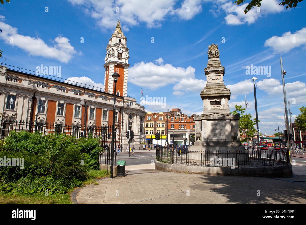 The Budd Memorial and Lambeth Town Hall in Brixton, London Stock Photo ...