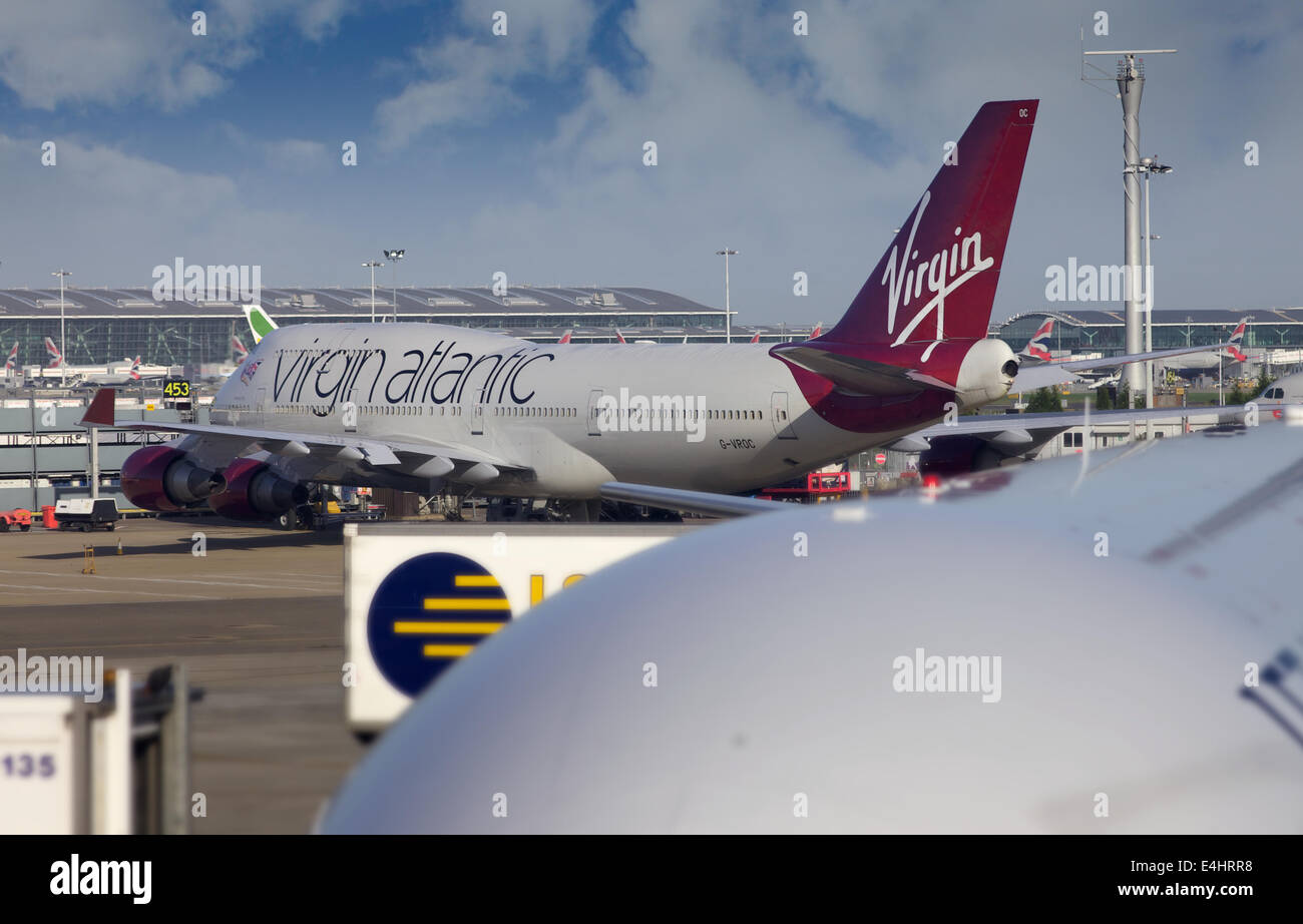 A Virgin Atlantic jumbo jet at Heathrow airport,London Stock Photo - Alamy