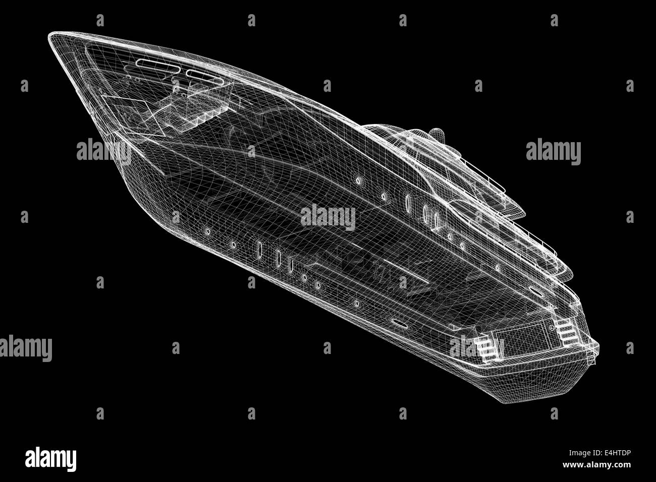 luxury motor yacht . 3D model body structure, wire model Stock Photo ...