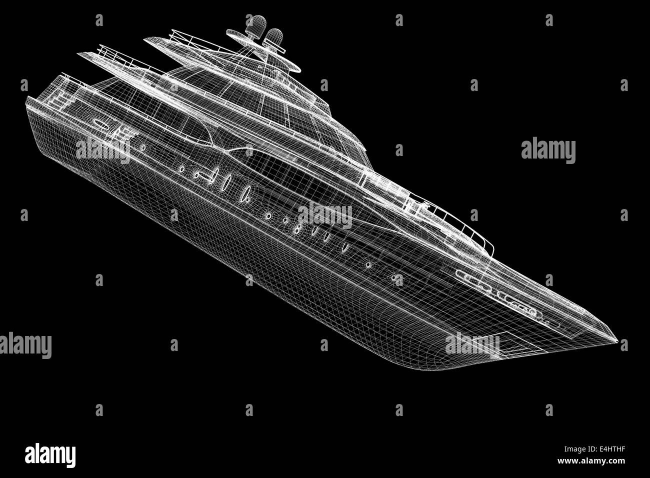 luxury motor yacht . 3D model body structure, wire model Stock Photo ...