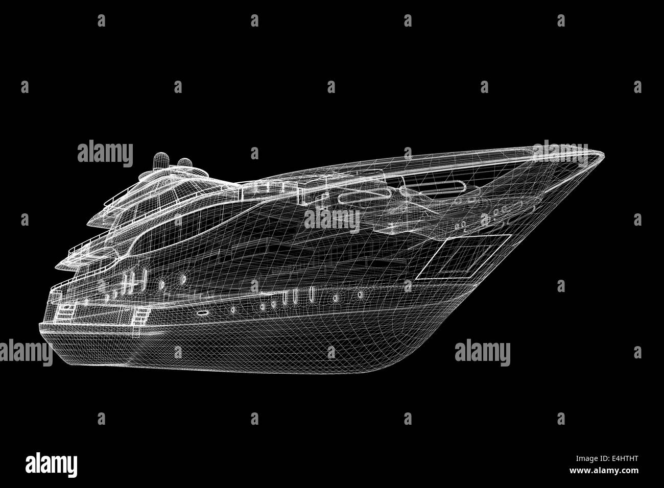 luxury motor yacht . 3D model body structure, wire model Stock Photo ...