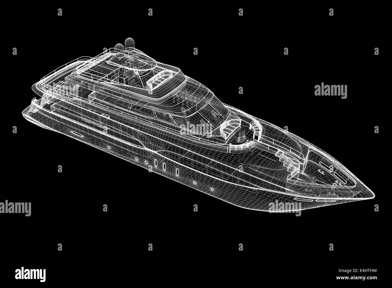 luxury motor yacht . 3D model body structure, wire model Stock Photo ...