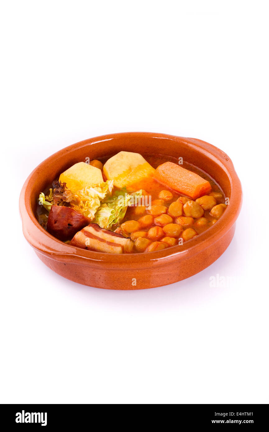 Madrid stew on earthenware pot, spanish food Stock Photo - Alamy
