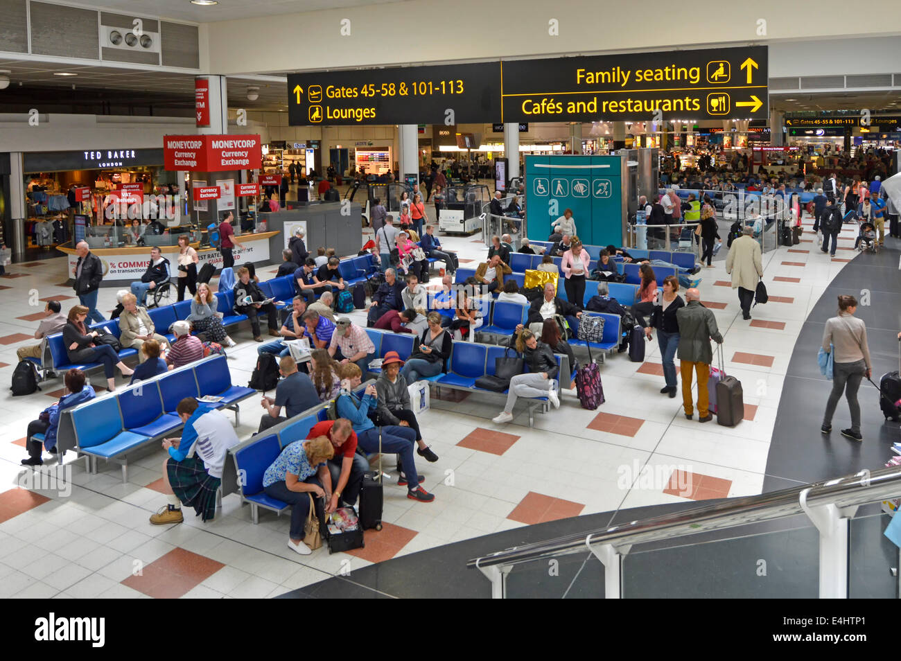Family seating area & cafes restaurants signs at London Gatwick Airport ... Family seating area & cafes restaurants signs at London Gatwick Airport ...